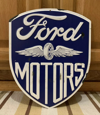 Ford Motors Sign Shop Garage Gas Oil Parts Car Truck Vintage Style Wall ...