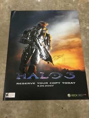 Halo 3 Extremely rare Embossed Promo Poster Xbox New Mint Condition ...