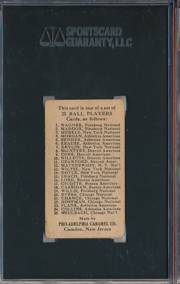 1909 E95 PHILA. CARAMEL - VIC WILLIS - SGC 50 VG/EX 4 (SVSC) CENTERED ...