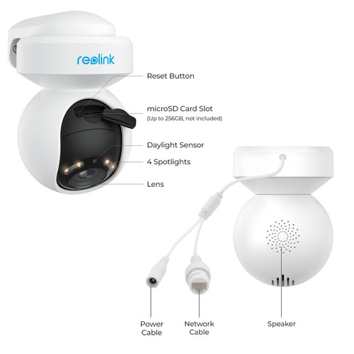Reolink 2K ColorX Wi-Fi PTZ Outdoor Security Camera Auto Tracking E1 ...