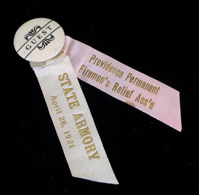 ANTIQUE PROVIDENCE FIRE DEPT RHODE ISLAND FIREMENS RELIEF GUEST RIBBON ...