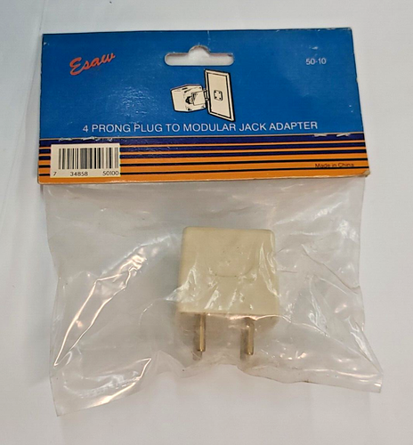2 PACK - Vintage 4-Prong to RJ-11 Modular Telephone Jack Plug Adapter ...
