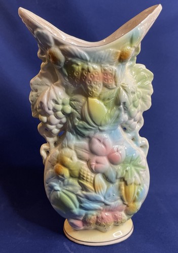 Vintage -BETSON’S Art Pottery -Mantle Vase 3D Birds Fruit Japan SEE ...