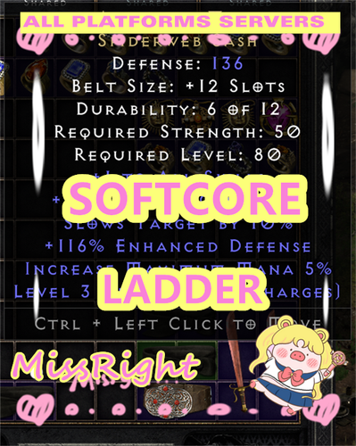 Arachnid Mesh Spiderweb Sash🌺Diablo 2 D2R Softcore LADDER🌺PC-SWITCH-PS ...