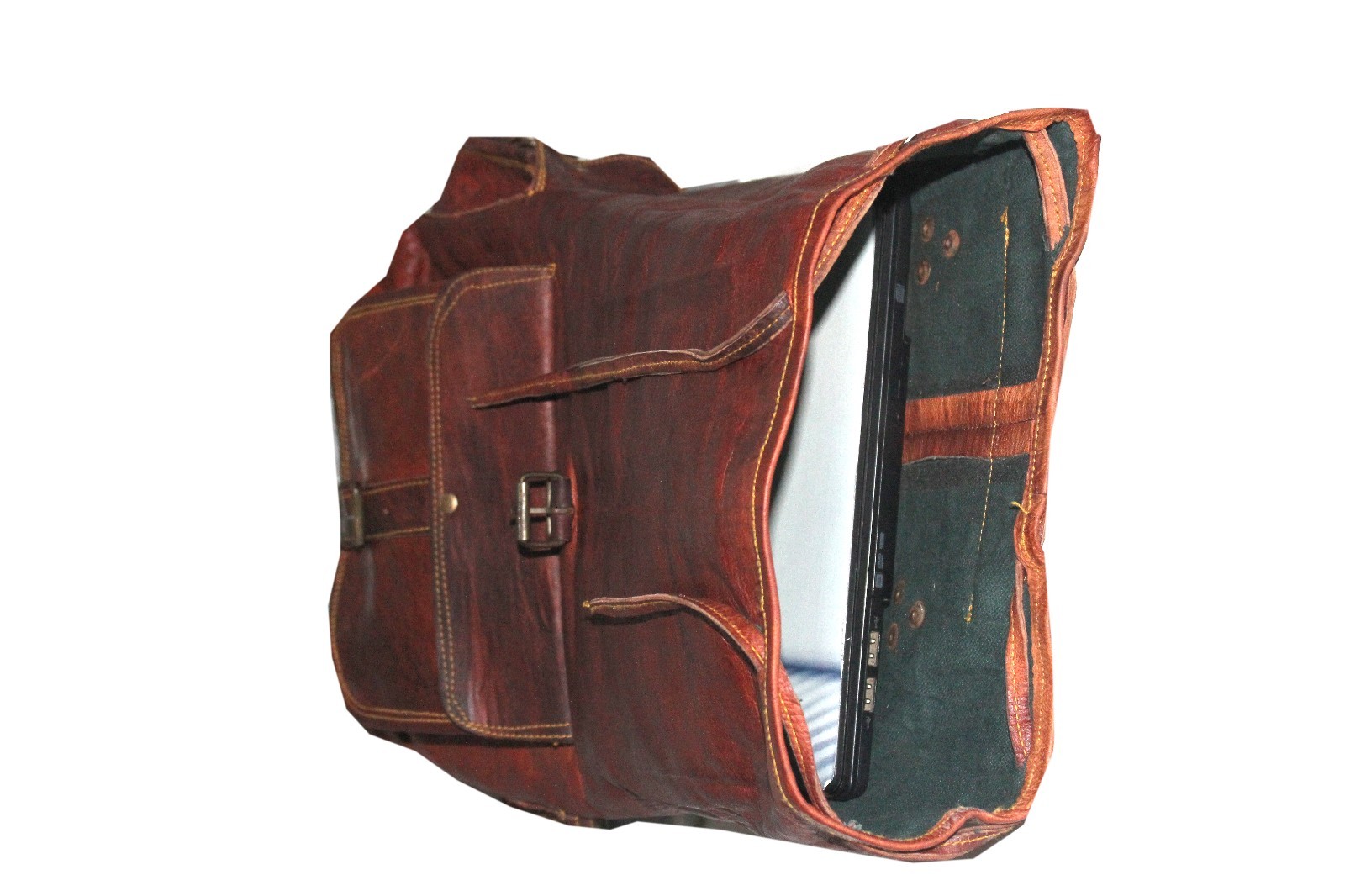 Men's Leather Vintage Backpack Shoulder Bag Messenger Bag Rucksack ...