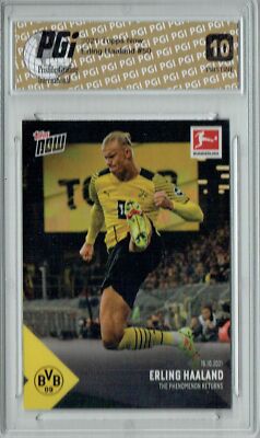 Erling Haaland 2021 Topps Now #50 PRISTINE Rare Trading Card PGI 10 | eBay