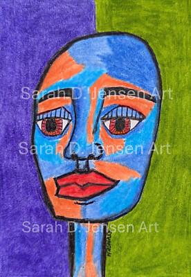ACEO Original Drawing | Divided | Weird Cubism Outsider Brut Wall Art ...
