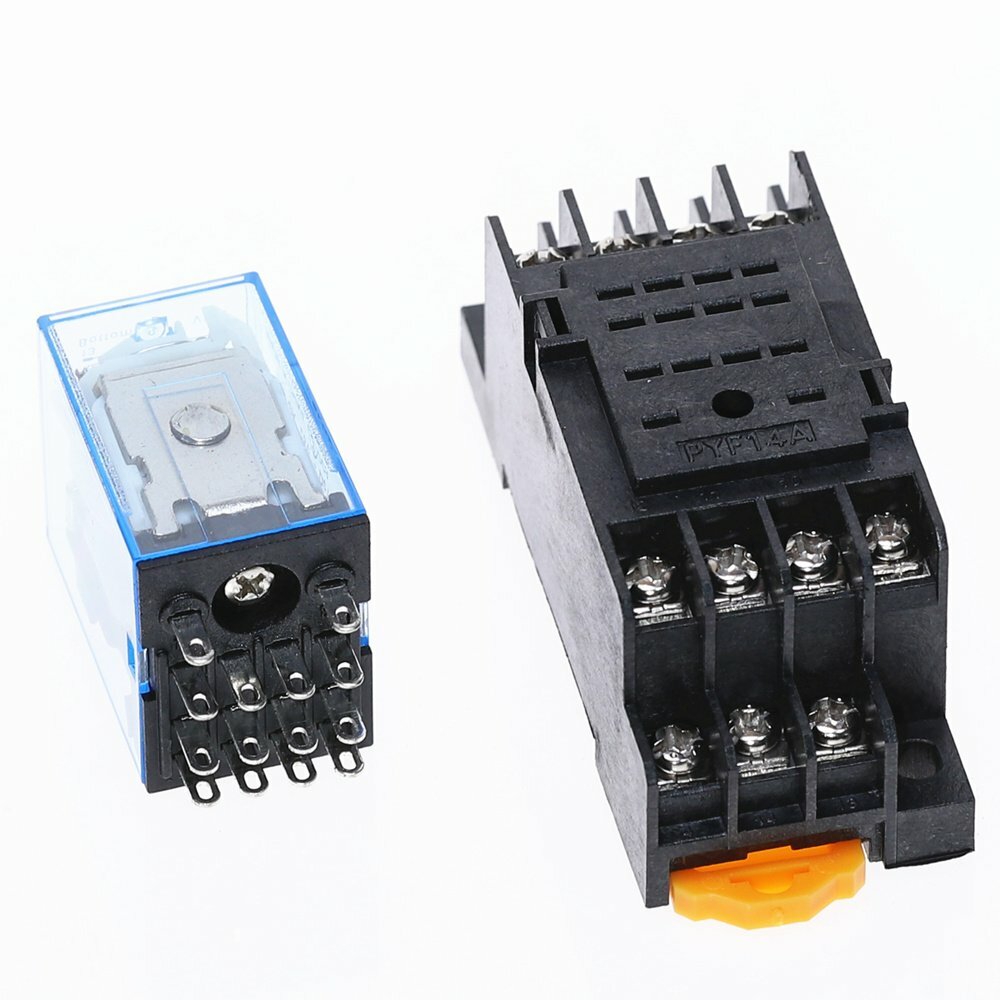 MY4NJ DC12V DC24V AC220V Miniature Relay 4DPDT 14Pins 5A HH54PL W ...