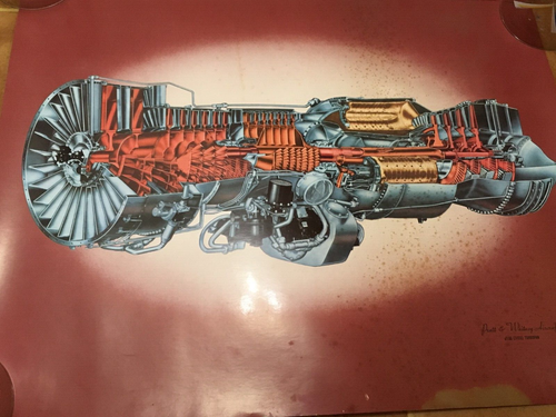 Rare Vintage PRATT & WHITNEY AIRCRAFT Engine Poster Photocard JT4A J75 ...