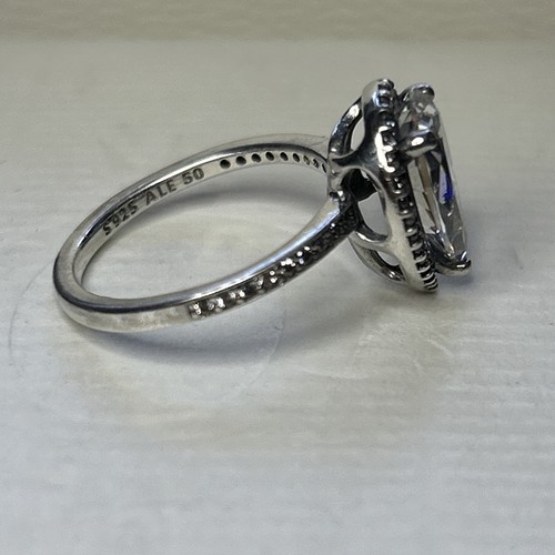 Genuine Pandora 🌟 Sparkling Pear/teardrop halo ring 🌟 Size 50 🌟 925 ALE ...