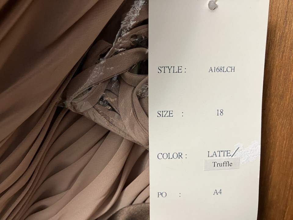 Ambiance by Andrew Adela Tan Bridesmaid Prom Dress Gown Size 18 | eBay