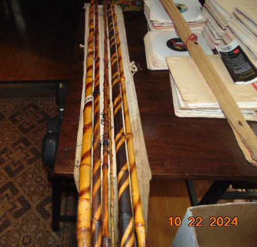 2 Vintage BEAVER BRAND Bamboo Cane Rod Pole 3 Pieces - 11’ 7” Long W ...
