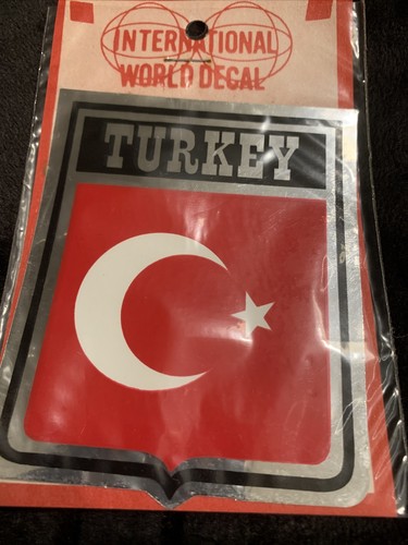 Vintage 1980s Turkish Flag Sticker Decal Turkey Country Travel Car NOS ...