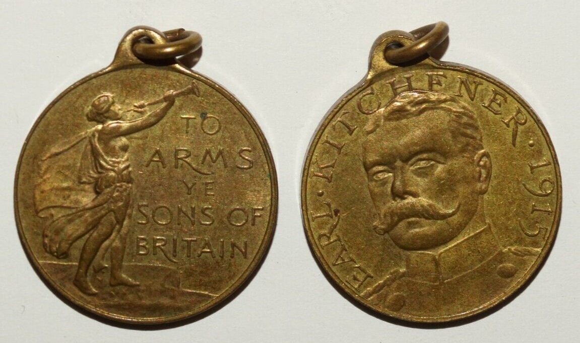 BRITISH MILITARY CAP BADGES, 1915 Earl Kitchener "To Arms ye Sons of ...