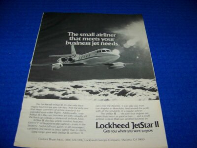 1977 LOCKHEED JETSTAR II "THE SMALL AIRLINER"..1-PAGE SALES AD (467CC ...