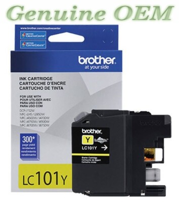 LC101Y/LC-101Y Original OEM Brother LC101 Ink Cartridge, Yellow Genuine ...