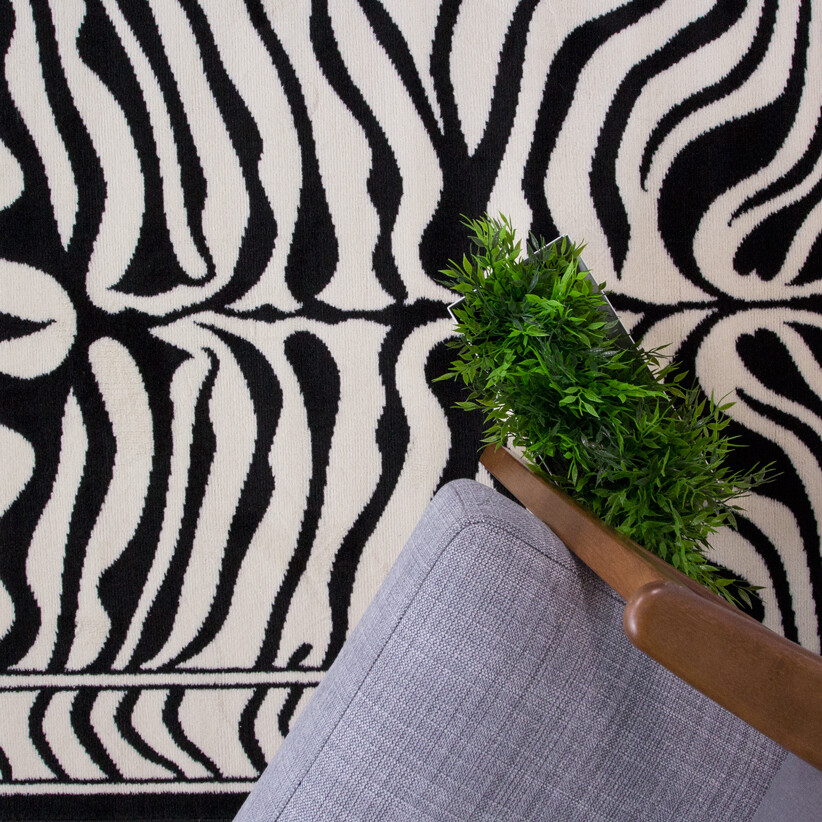 Monochrome Black White Zebra Rugs Long Narrow Animal Print Hallway ...