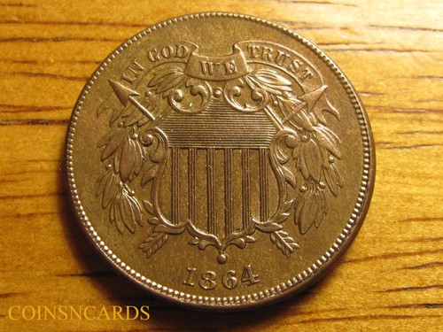 1864 Two Cent Piece Large Motto Variety Strong Strike Uncirculated ...