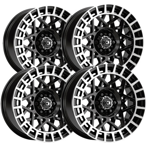 (Set-4) Vision 349 Savage 17x8.5 6x4.5" +12mm Gloss Black Wheels Rims ...