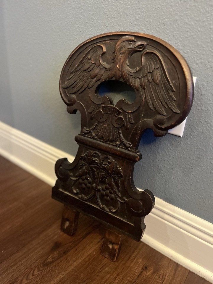 Antique 1916 Carved Wooden Eagle & Grapevine Panel – Furniture Crest ...