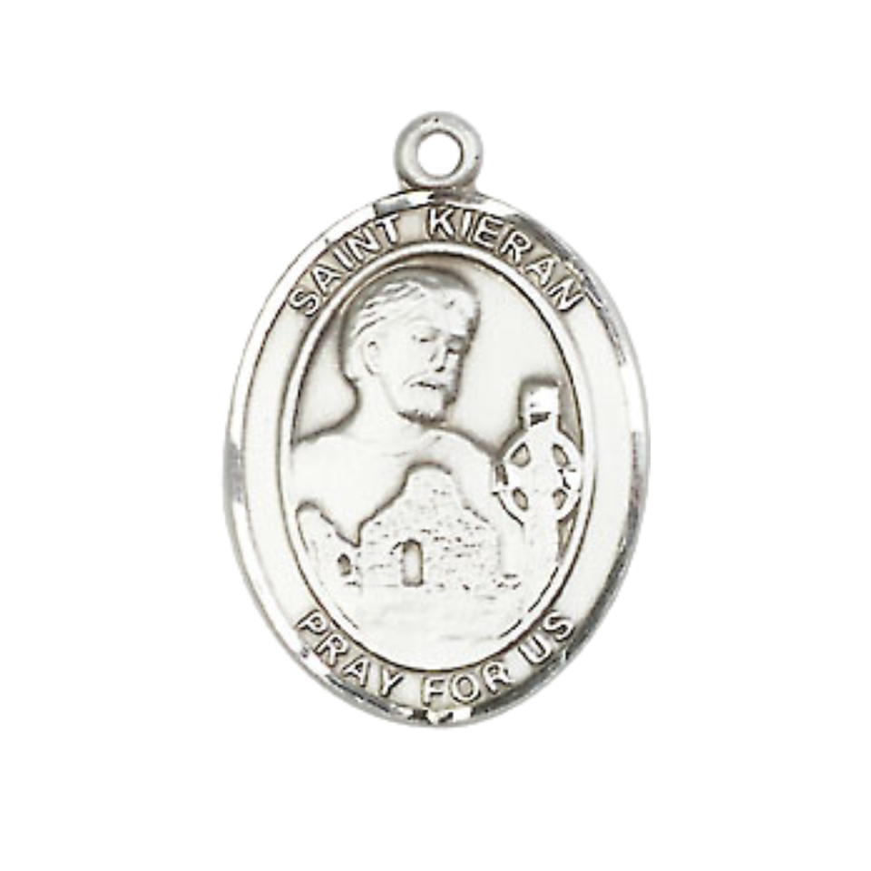 Medium Pewter Saint St. Kieran Medal 24" Lobster Claw Chain Necklace ...