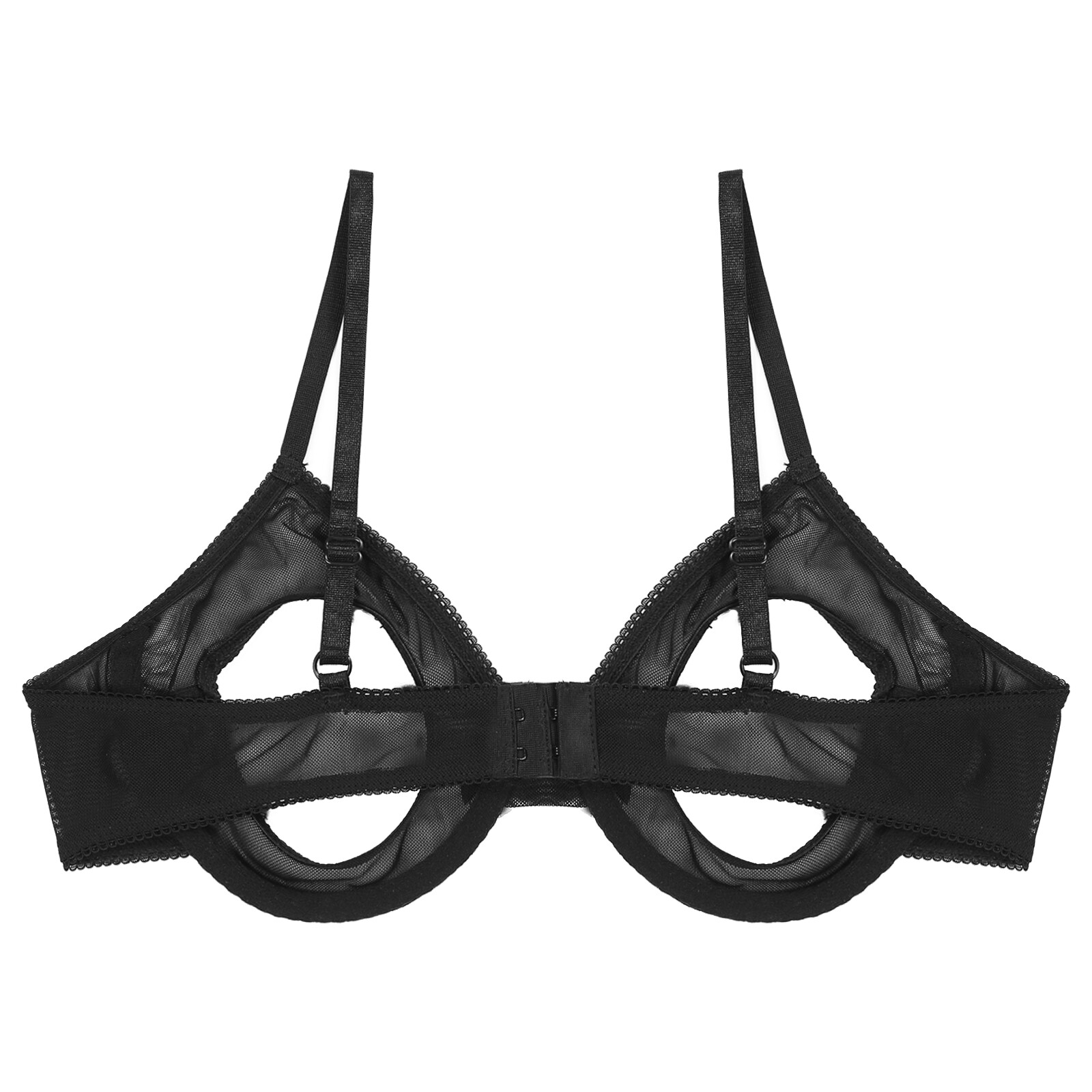 Women Sexy Underwired Bra Tops Sheer Mesh Brassiere Open Cups Bralette ...