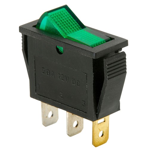 SPST Small Rocker Switch w/Green Illumination 12VDC | eBay