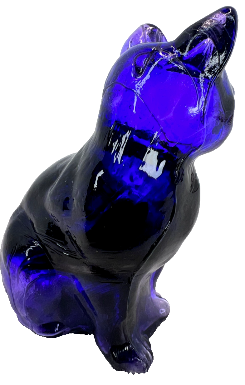 Fenton Dave Fetty 2021 Purple Hand Blown Sitting Cat Figurine - Signed ...