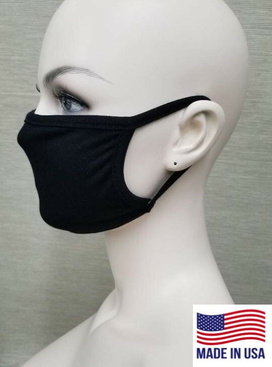 BLACK COTTON MASK-SOFT DOUBLE LAYER UNISEX/WASHABLE/REUSABLE/MADE IN ...