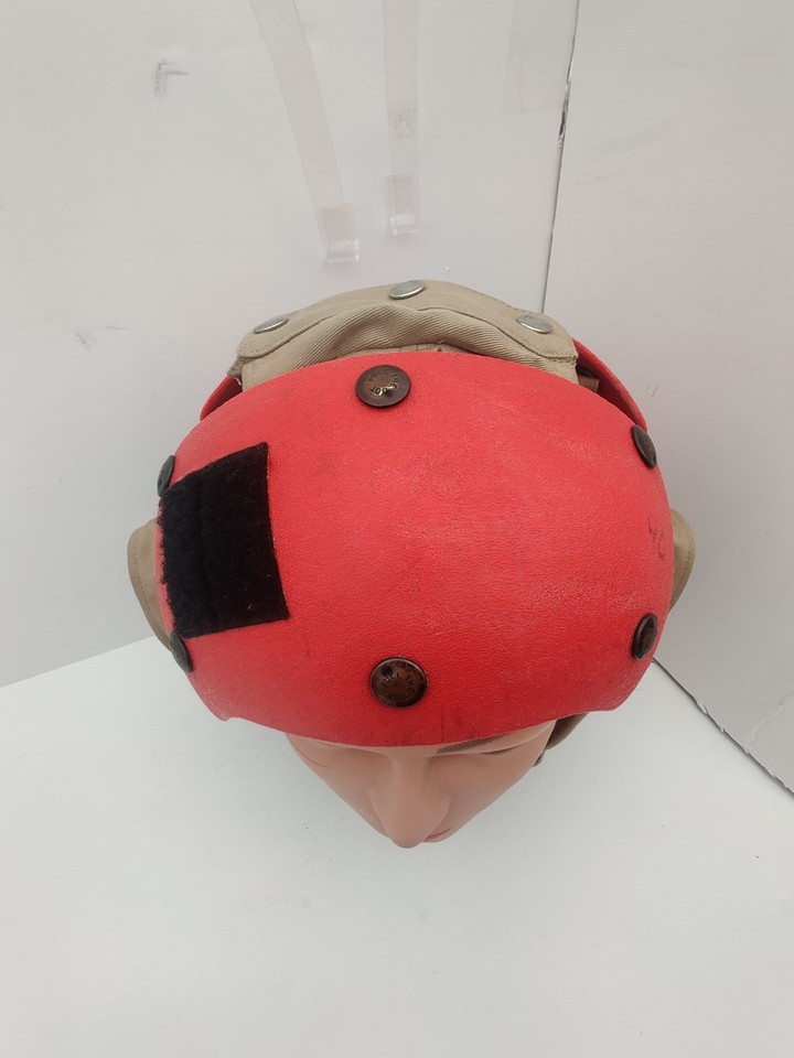 US Navy Red Flight Deck Helmet Cranial Size 7 1/2 Ordnance/Crash Crew ...