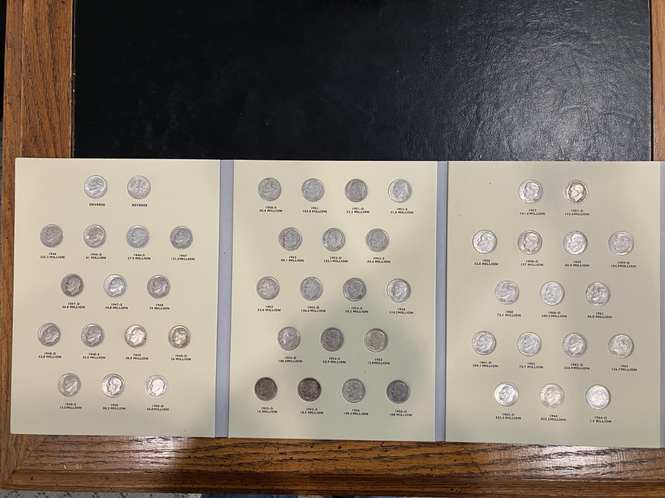 Complete Set of Roosevelt Dimes 90% Silver 1946-1964 Dimes 50 total ...