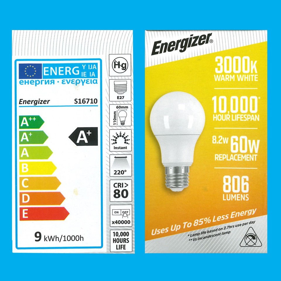 2x 8.2W (=60W) LED GLS 3000K Blanc Chaud Opale Es E27 Vis Edison ...