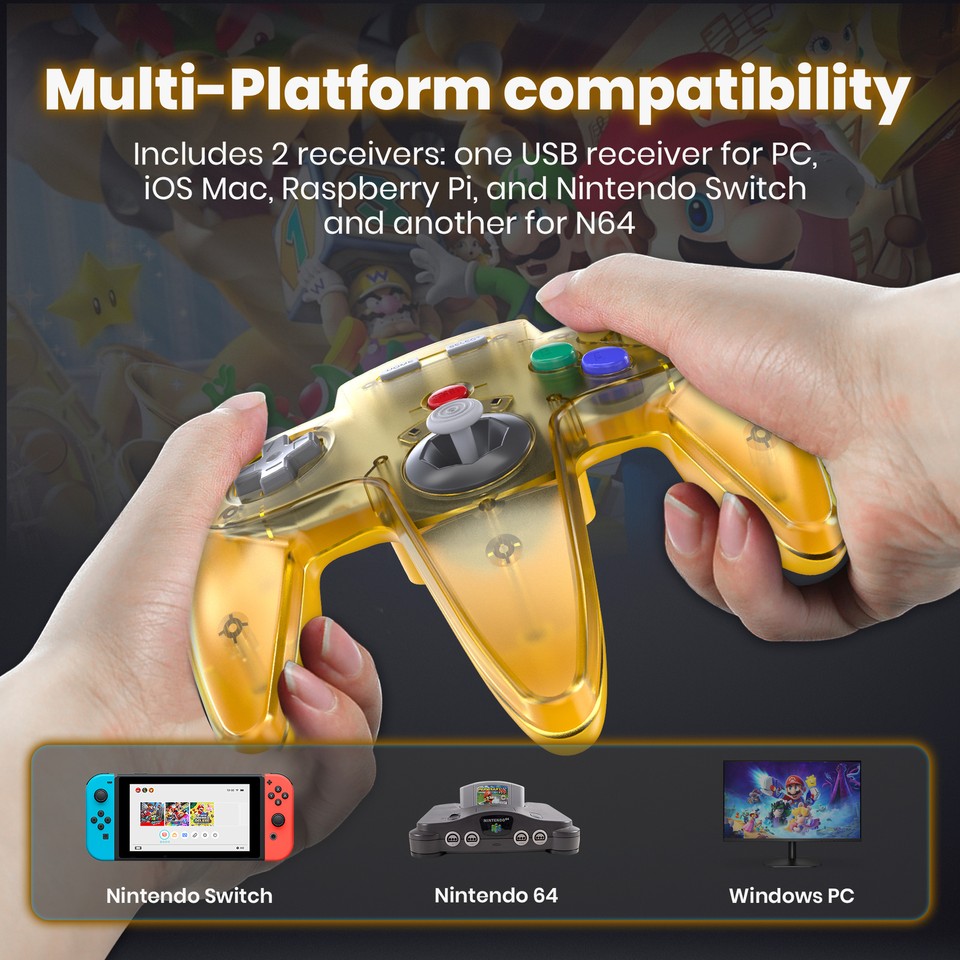 Wireless N64 Controller For N64 Nintendo Switch PC NSO Mac Windows w ...