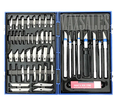 56pc PRECISION HOBBY KNIFE SET KIT EXACTO KNIVES BLADES CRAFT RAZOR ...