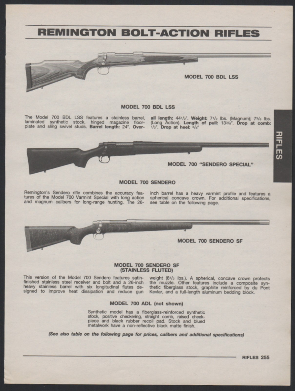 1998 REMINGTON Model 700 BDL LSS, Sendero Special and SF Bolt-Action ...