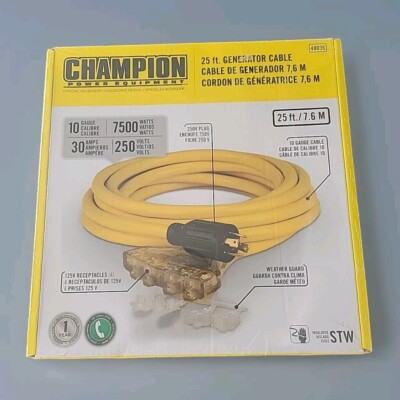 Champion Power Equipment 25 ft. 30 Amp 240-Volt Generator Power Cord ...