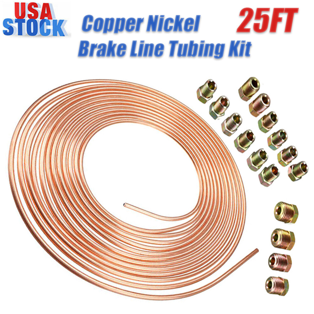 Copper Nickel Brake Line Tubing Kit 3/16 OD 25 Foot Coil Roll all Size ...