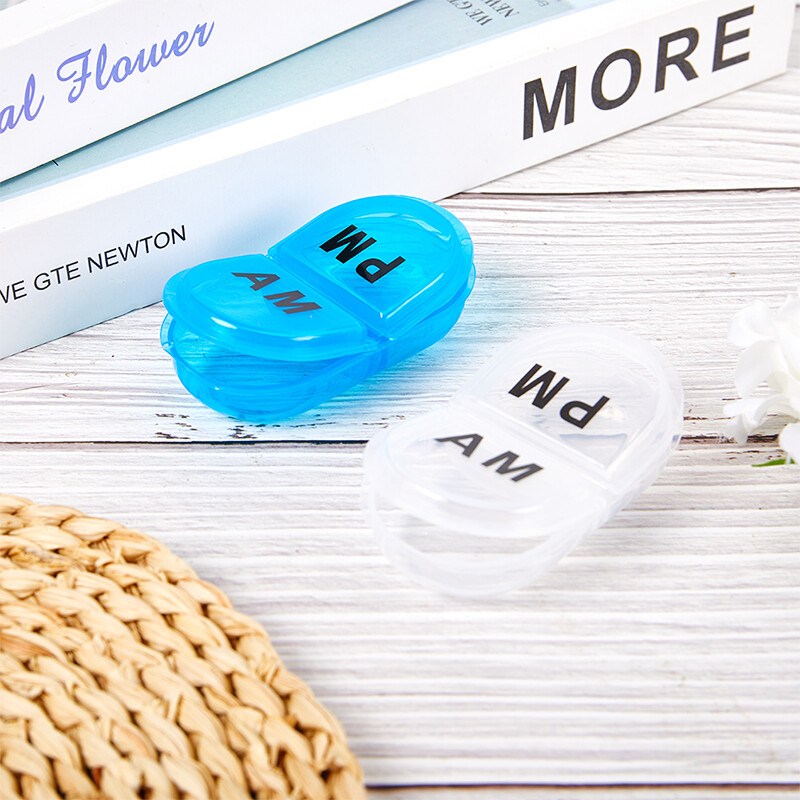 2 Grids Waterproof One Day Pill Box Oval Pill Storage Box Dispenser ...