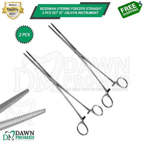 Bozeman Uterine Forceps 2 Pcs Set 10" Straight OB/GYN Surgical ...