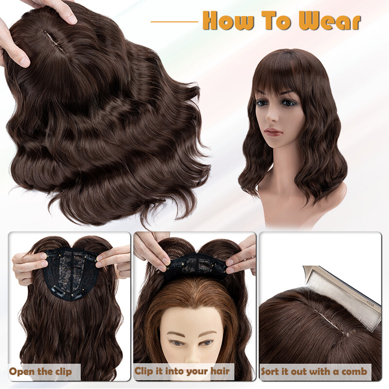 Clip in Wig AS Real Human Hair Topper Toupee Piece Women Hairpiece With ...
