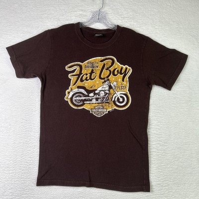 Harley Davidson Fat Boy T-Shirt Brown Folsom CA USA Made 2005 De-Lux ...