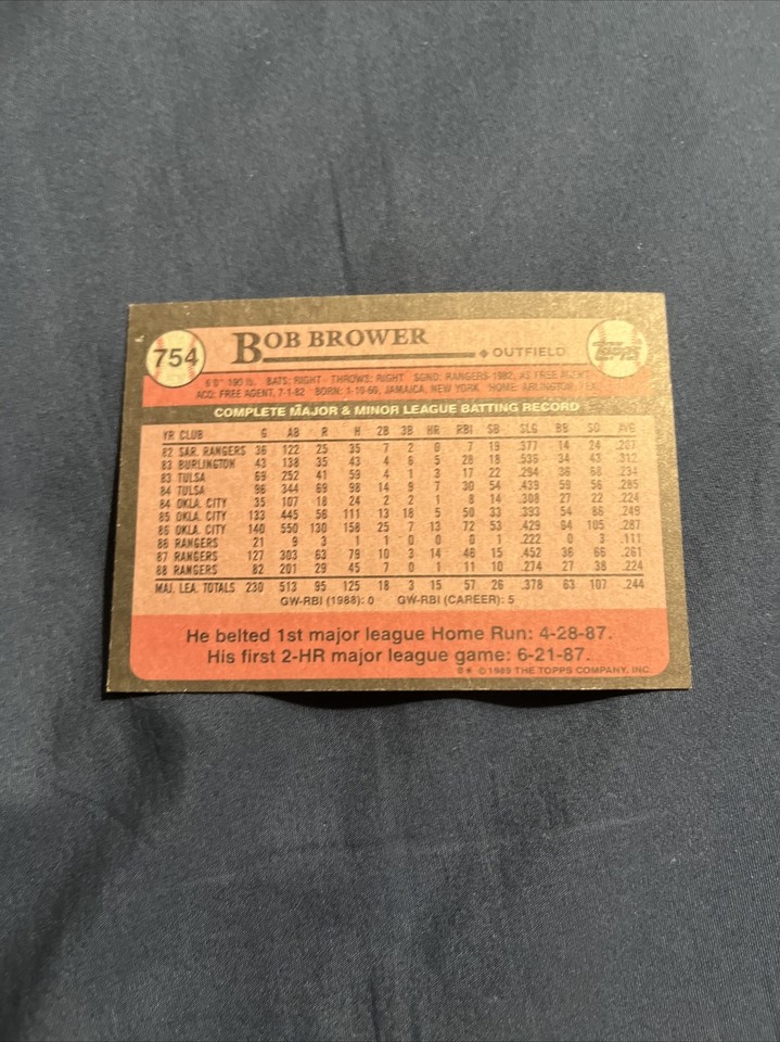 1989 Topps Card Number 754 Bob Brower | eBay