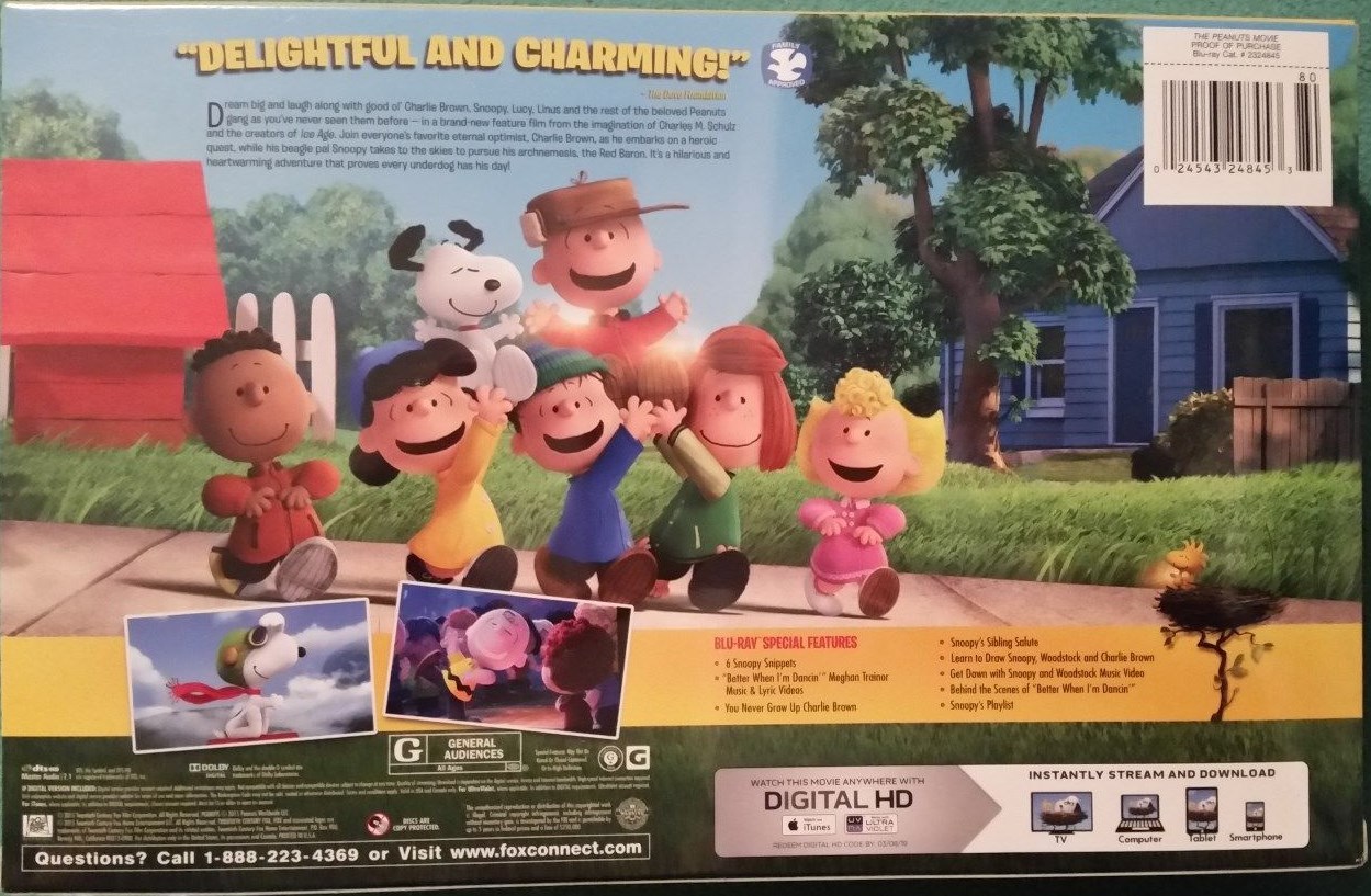 THE PEANUTS MOVIE (BLU-RAY/DVD/2016/DIGITAL COPY/LIMITED ED. GIFT SET ...