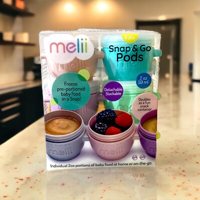 6 Containers Stackable Melii Snap & Go Baby Food Freezer Storage Snack ...