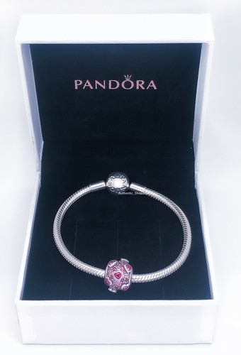 NEW Authentic PANDORA 925 Sparkle Red Pink Heart Pave Charm Pendant ...