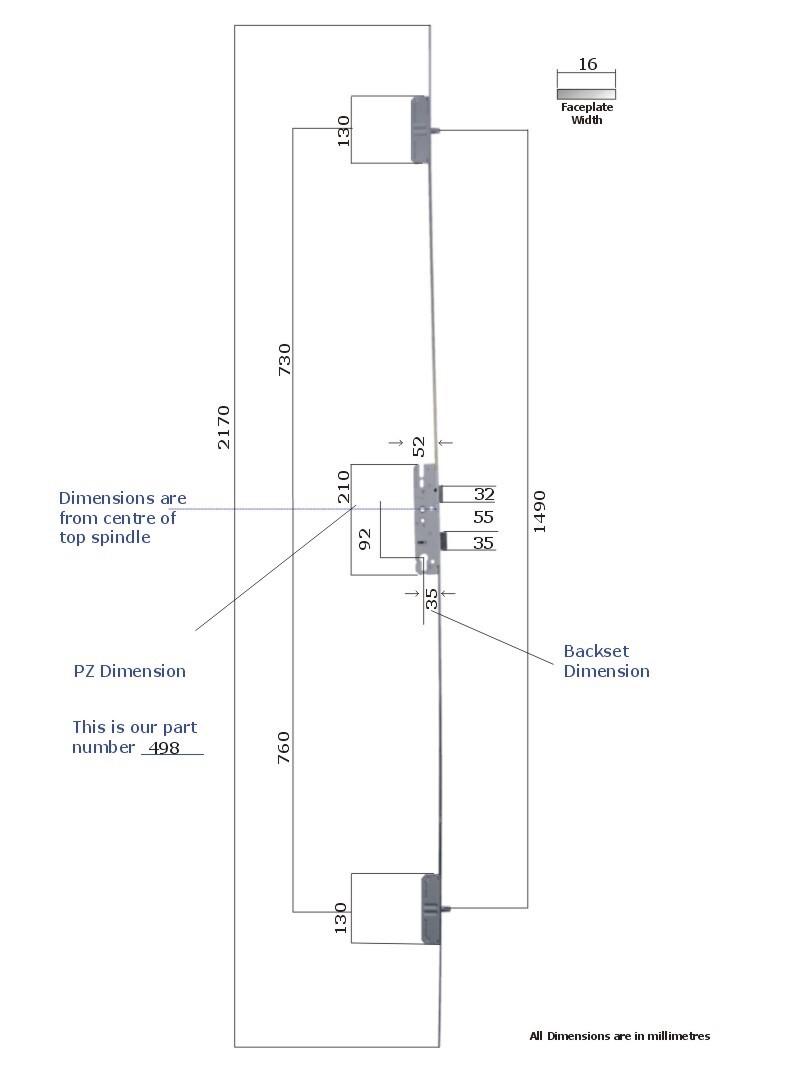 KFV 2 Pin Bolts Shoot Bolt 35mm Backset Multipoint Upvc Door Lock ...