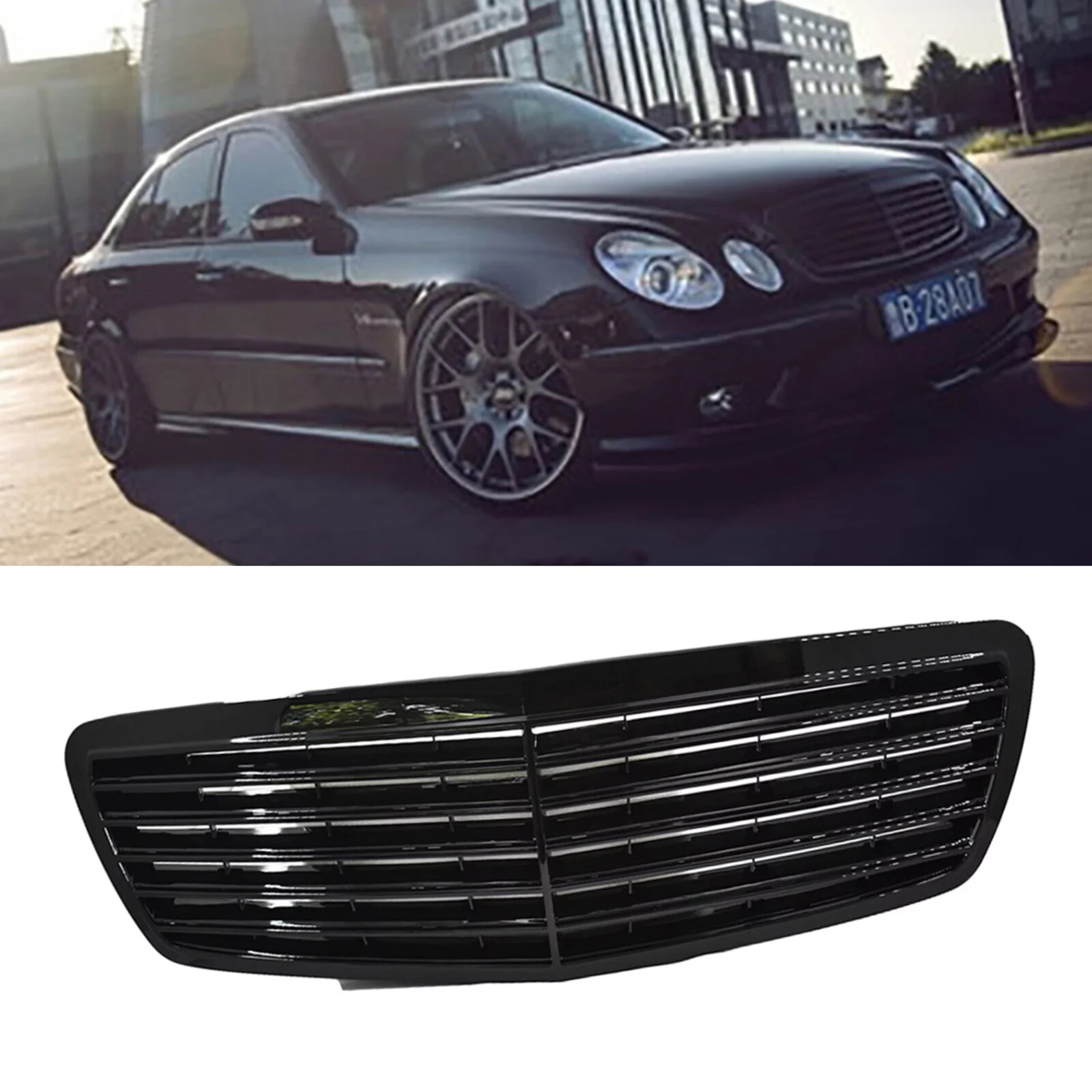 Painted Gloss Black Sport Front Hood Grille Fits 03-06 W211 S211 E320 ...