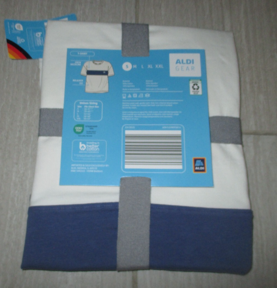 ALDI GEAR White Color Block Crew Neck Relaxed Boxy Fit Logo T-SHIRT ...