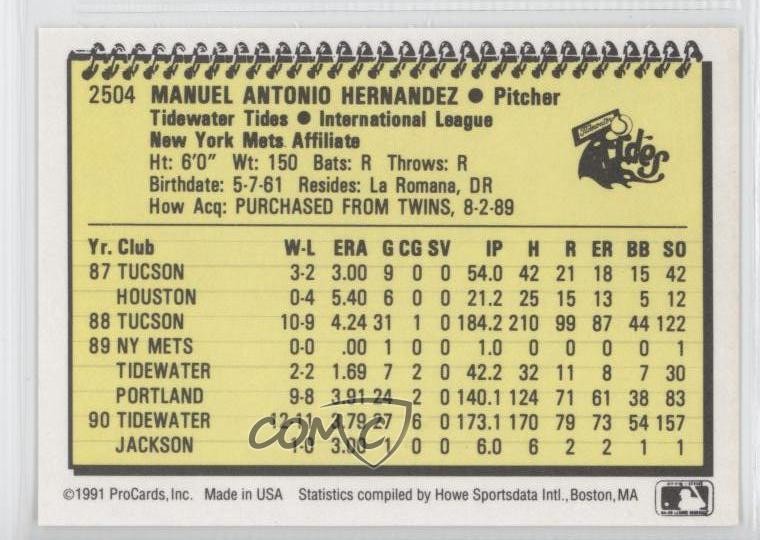 1991 ProCards Minor League Manny Hernandez #2504 | eBay