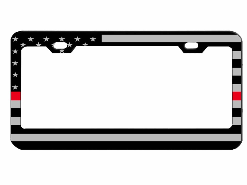 Thin Red Line Firefighter Car Metal License Plate Frame Personalized | eBay